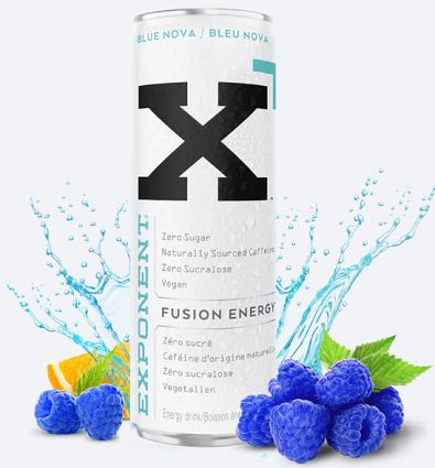 Exponent "X" Energy Drink. "BLUE NOVA", Cool Berry w/Citrus, 355ml ...