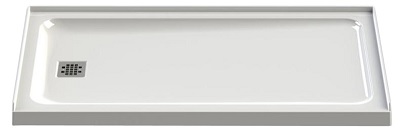 Shower Base, 32" x 60" x 3"H, Acrylic, with ABS Drain, Left-Hand, WHITE ...